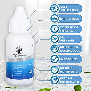 LOMMEL Lace Glue Strong Hold Wig Glue 1.3OZ Waterproof Lace Front Wig Glue Invisible Strong Bonding Lace Glue Latex-Free and Oil-Resistant Hair Glue (1.3OZ Wig Glue and 1.0OZ Wig Glue Romover)
