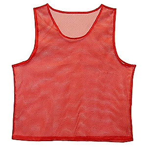 Get Out! Set of 12 Scrimmage Vest Pinnies for Teen/Adult in Red and Blue – Nylon Mesh Jerseys for Any Sport