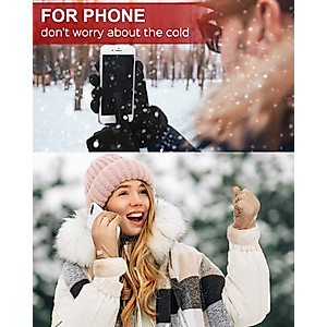 Janmercy 4 Pairs Thermal Winter Gloves for Women Cold Weather Touchscreen Soft Lining Suede Gloves for Ladies Sports Driving(Pink, Camel, Gray, Black)