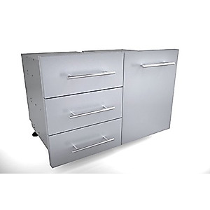 SUNSTONE DE-TD23 Designer Series Raised Style Height Triple Drawer, 18" x 23", Stainless Steel