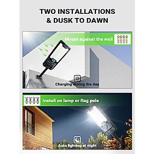 WONYO 1500W Solar Street Lights, Solar Parking Lot Lights with Remote Control & Radar Sensor, Waterproof IP65 Auto On/Off Solar Outdoor Light for Garden, Yard, Path, Basketball Court, Road