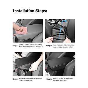 INTGET Car Center Console Armrest Cover for Subaru Crosstrek/Impreza Accessories 2024 Leather Arm Rest Box Lid Middle Console Seat Cover Protector (2024+(with pad), Black Stitches)