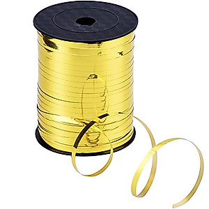 3/16 Inch Crimped Curling Ribbon Balloon Ribbon Spool 500 Yard for Christmas Balloons or Gift Wrapping(Metallic Gold)