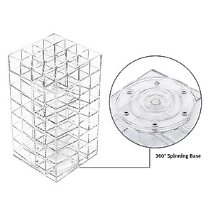 HBlife Lipstick Holder, Acrylic Rotating 64 Lipstick Tower Organizer Spinning Lipstick Tower Lipgloss Holder with Removable Dividers