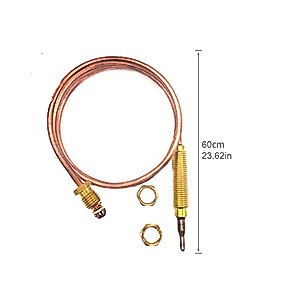 Patio Heater Thermocouple Replacement, Propane Gas Patio Heater Repair Replacement Parts with Nuts 600mm, for Patio and Room Heater Garden Outdoor Heater Accessories(as shown)