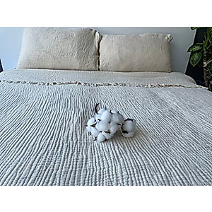 Muslin Blanket 100% Cotton, 4 Layers Bedspread, Soft Turkish Cotton Muslin Bed Cover, Reversible Coverlet, Ivory (King Size 95x102-230x260cm)