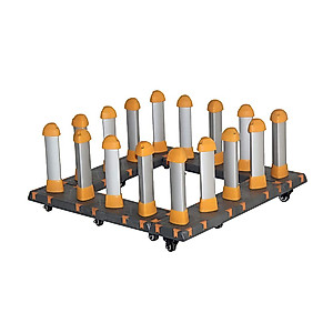 Vinyl Roll Storage Rack Holder Material Rolling Floor Rack - 16 Spindles, 2 Inch Core