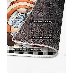 Thanksgiving Plaid Area Rug 2'7"x5',Outdoor Indoor Small Carpet Runner for Girls Boys Bedroom,Living Room,Bathroom,Classroom,Office,Kitchen,Washable Area+Rug Buffalo Check Gnome Pumpkins Black Beige
