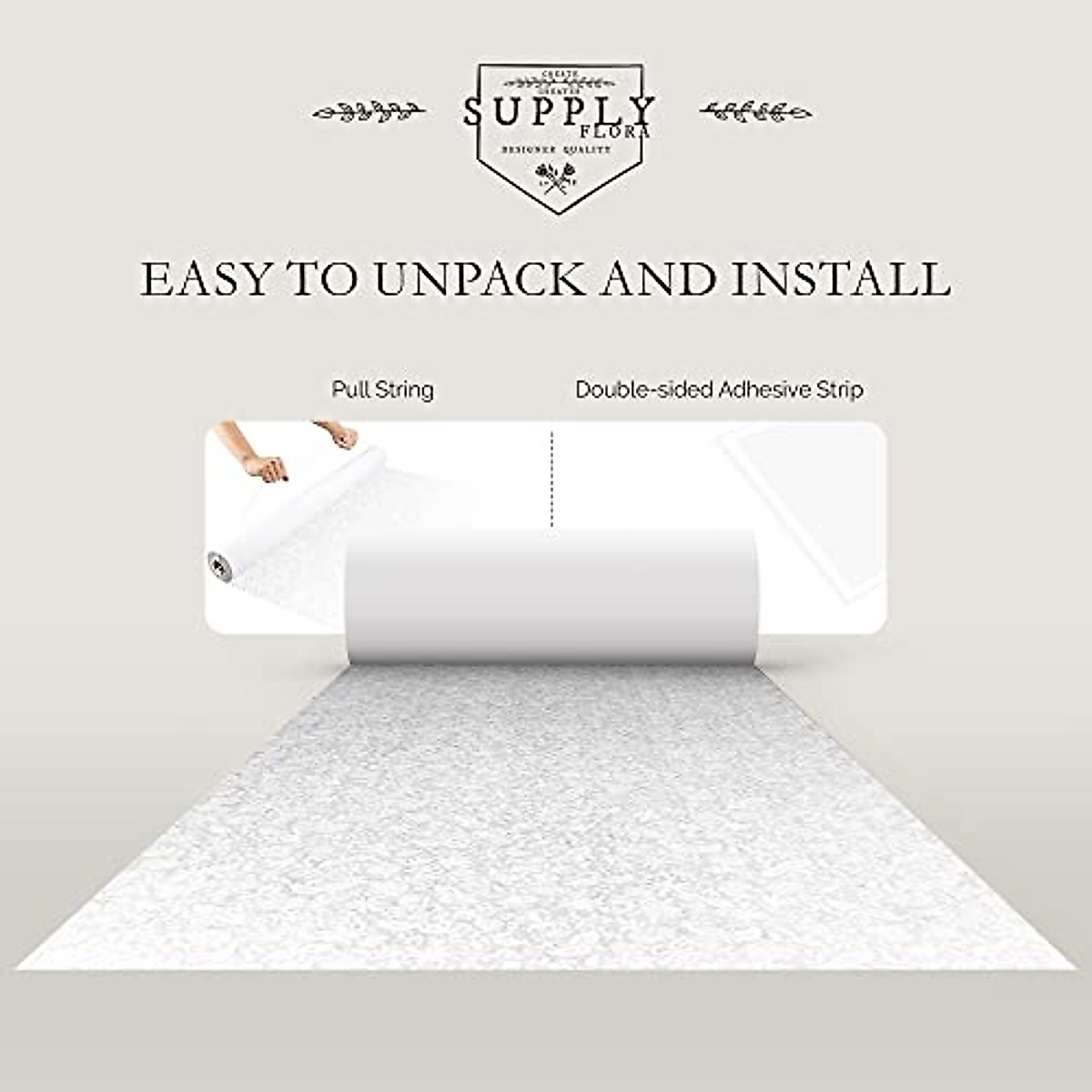 SLS SUPPLY FLORA - Wedding Aisle Runner, White Floral Print Wedding Floor Must-Have with Pull String and Double-Sided Adhesive Strip, for Indoor and Outdoor Weddings, 100 feet X 3 feet