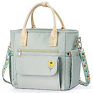 GLORIEROO Deluxe Lunch Bag Women - Leakproof Insulated Lunch Box for Women 2023 Newest Great Gifts for Women Waterproof Multi Pocket Lunch Tote Bag with Removable Strap for Work/Picnic