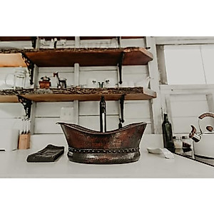 Premier Copper Products VBT20DB 20" Bathtub Vessel Hammered Copper Sink, Oil Rubbed Bronze