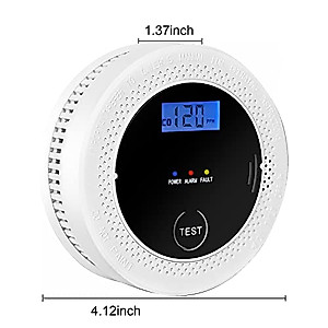 3 Pack Smoke and Carbon Monoxide Detector Powered by Battery with Digital Display, Dual Alarm Sensor of Smoke and CO,Easy to Install