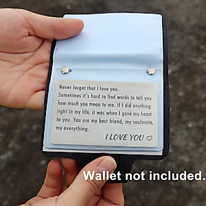 Engraved Wallet Card Insert, Stainless Steel Anniversary Wallet Cards Gifts from Wife for Husband Men Boyfriend