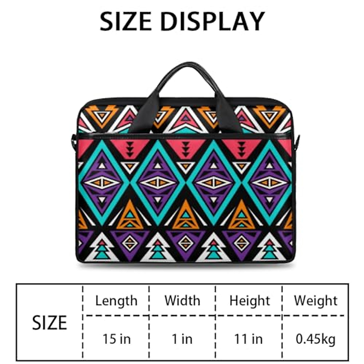 Ethnic Pattern Laptop Computer Bag Waterproof Shoulder Messenger Bag 13-15 inch Durable Laptop Tote Bag with Shoulder Strap Handle Lightweight Crossbody Briefcase