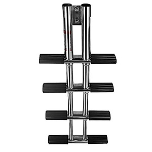 XinKunmarine 4 Step Boat Ladder,304 Stainless Steel Pontoon Boat Dive Ladder,Telescoping Ladder for Marine Boat,Fishing Boat,Yacht(4 Step)