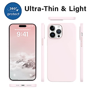 AOTESIER Shockproof Designed for iPhone 14 Pro Max Case, [Food Grade Silicone] [Military Drop Protection] with Anti-Scratch Lining Protective Phone Case for 14 ProMax, 6.7 inch, Chalk Pink