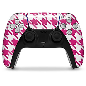 WraptorSkinz Skin Wrap compatible with Sony PS5 DualSense Controller Houndstooth Hot Pink (CONTROLLER NOT INCLUDED)