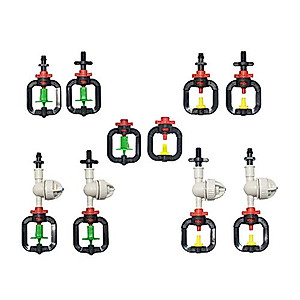 Xiaochen Lawn Irrigation Garden Watering 100Pcs 360-degree Fog Drop Nozzle Suspended Anti-Drop Fog Nozzle Rotating Refraction Nozzle with Barbed Threaded Connector (Color : F)