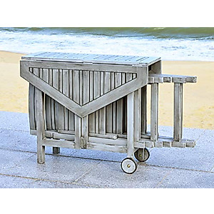 SAFAVIEH Outdoor Collection Kerman Grey Wash 5-Piece Foldable Patio Dining Set (Fully Assembled)