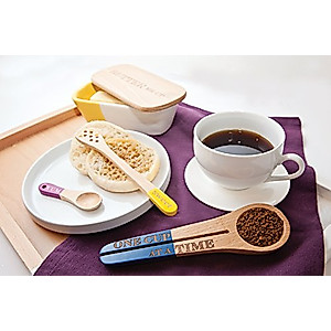 Talisman Designs Laser Etched Vivid Beechwood & Stoneware Butter Dish with Lid Butter Me Up Solid Wooden Lid Butter Holder Fun & Functional Kitchen Supplies