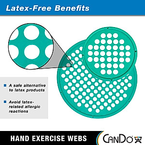CanDo Hand Exercise Webs for Physical Therapy, Grip Strengthening, and Hand, Finger, Wrist Resistance Workouts, Portable Size, Latex Free, 14" Diameter, Green: Medium