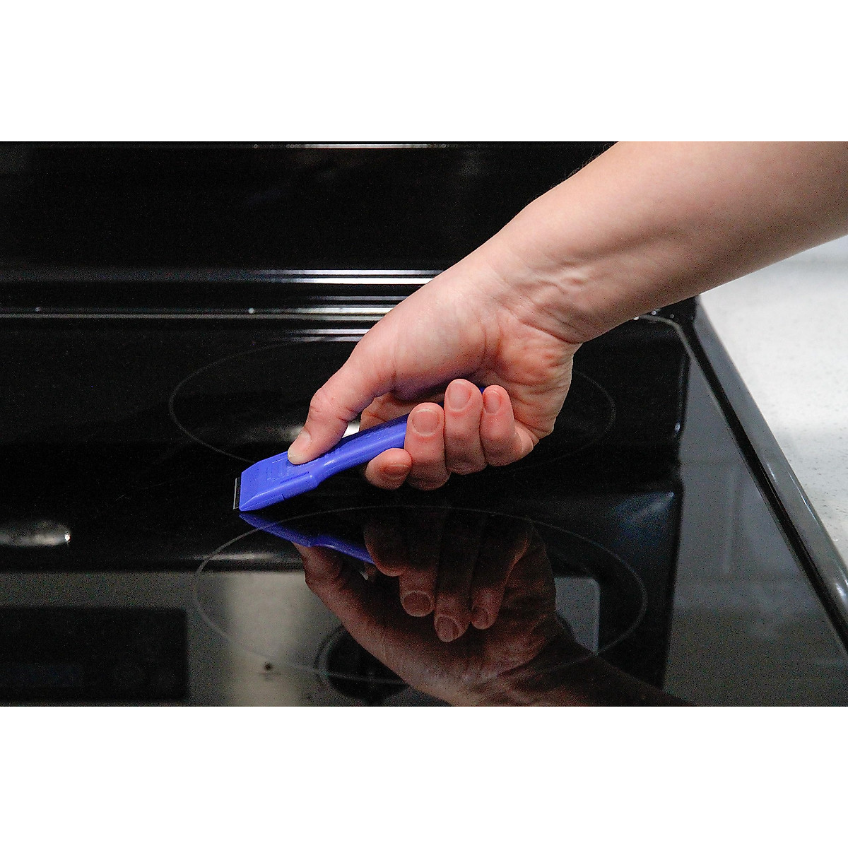 Cerama Bryte Scraper & Pad Combo Cooktop Tool, Blue