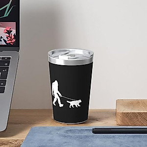 12oz Tumbler Funny Bigfoot And Dog Stainless Steel Cup With Straw And Lid Spill Proof Bulk Double Wall Vacuum Reusable Water Tumblers For Cold Hot Drink