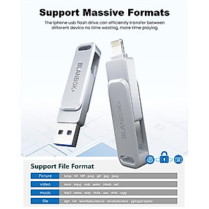 MFi Certified 128GB Photo Stick for iPhone Flash Drive,USB Memory Stick Thumb Drives High Speed USB Stick External Storage Compatible for iPhone/iPad/Android/PC