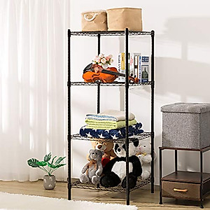 HollyHOME 4 Shelves Adjustable Steel Wire Shelving Rack, Metal Heavy Duty Storage Shelf, Bathroom Storage Tower Kitchen Shelving, 60 * 60CM
