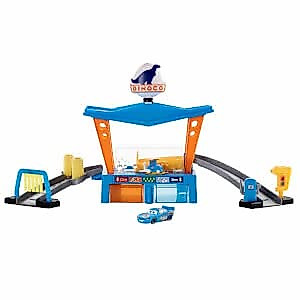 Mattel Disney and Pixar Cars Dinoco Car Wash Playset with Pitty & Lightning McQueen Toy Cars, Water Play & Color Change