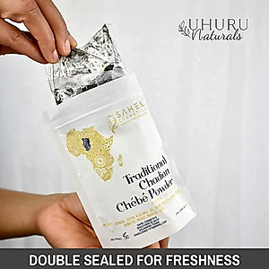 Uhuru Naturals Sahel Cosmetics Chebe Powder - Contains All-Natural Ingredients Promotes Strong and Healthy Hair Growth Helps Prevent Breakage Especially Formulated for Dry Hair Available in 4 Sizes
