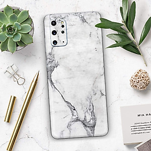 DesignSkinz White & Grey Marble Surface V1 Protective Vinyl Decal Wrap Skin Cover Compatible with The Samsung Galaxy S20 (Screen Trim & Back Glass Skin)