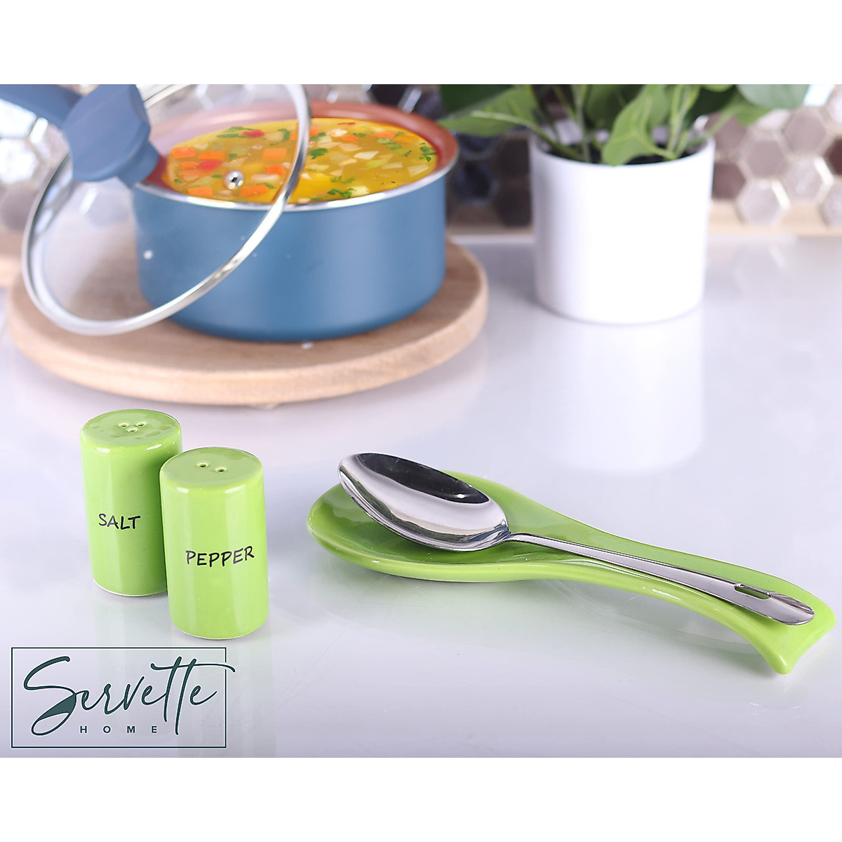 Green Ceramic Spoon Rests
