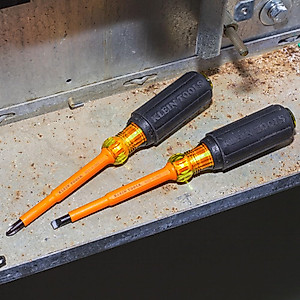 Klein Tools 33532-INS Electrical Insulated Screwdriver Set of 2, Made in USA, 4-Inch Phillips and Cabinet Set, Made in USA
