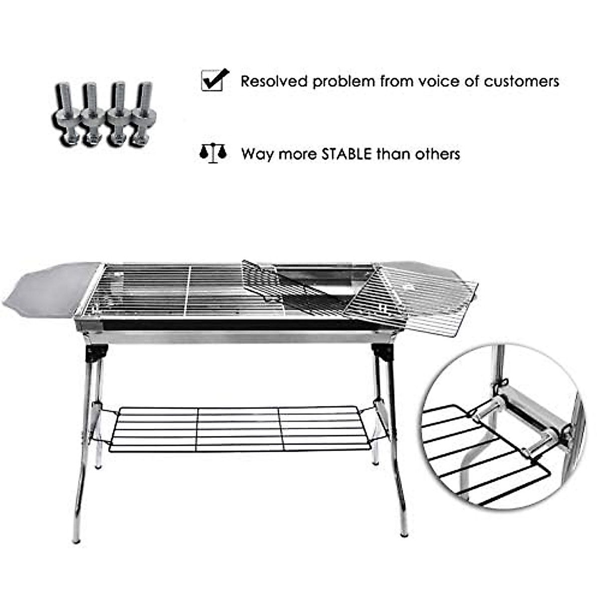 HTTMT- Refined Stable Version-2.0 Iron Portable Folding Barbecue Charcoal Grill Stove Shish Kebab Stainless Steel BBQ Patio Camping Fold Large [P/N: ET-COOK003]