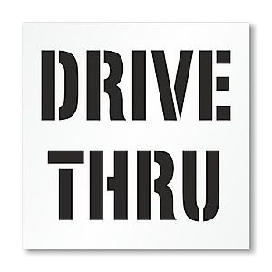 SmartSign 48 x 48 inches Drive Thru Reusable Stencil with 14.75" Letter Height, 63 Mil Plastic, Easy to Wash, for Fast Food Restaurants, Coffee Shops, Pharmacies, Banks, Car Washes, USA Made