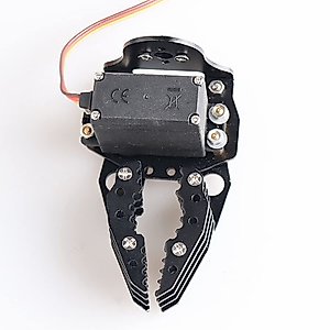 Professional Metal Robot Arm/Gripper/Mechanical Claw/Clamp/Clip with High Torque Servo, RC Robotic Part Educational DIY for Arduino/Raspberry Pie, Science STEAM Maker Platform (Black)