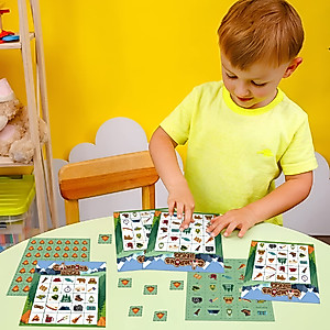 41Pcs Camping Bingo Game Cards for Kids - Camp Adventure Party Games with 24 Players - Jungle Bingo Cards Chips for Kids Family Travel Indoor Outdoor Activities School Classroom Birthday Supplies