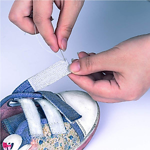 Sew on Hook and Loop Style 3/4 Inch Non-Adhesive Back Nylon Strips Fabric Fastener Non-Adhesive Interlocking Tape White,12.6 Yard