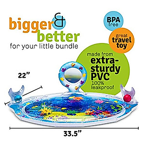Splashin'kids Inflatable Tummy Time Premium Water mat with Mirror and rattles Infants Toddlers The Perfect Fun time Play Activity Center Your Baby's Stimulation Growth