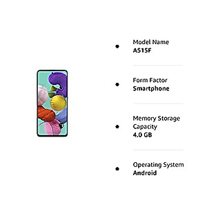 SAMSUNG Galaxy A51 A515F 128GB DUOS GSM Unlocked Phone w/Quad Camera 48 MP + 12 MP + 5 MP + 5 MP (International Variant/US Compatible LTE) - Prism Crush White