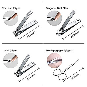 Nail Grooming Kit 12 Pieces - Nail Care Kit For Women Stainless Steel, Professional Hand, Foot & Nail Tools with Luxurious Travel Case. Compact 6x3" (Rose Gold)