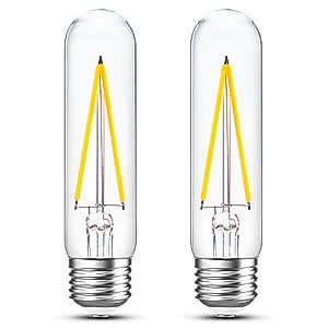 Dimmable E26 T10 LED Bulb Long Tube Light Bulb,Type T Tubular Light Bulbs for Curio Cabinet,Piano Light,Chandelier ,Wall Sconces,4W(40W Equivalent) AC120V Warm White 2700K 400LM CRI 90,Pack of 2