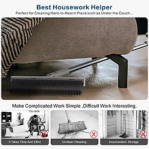 Broom and Dustpan Sets, 2 Pack Upright Brooms and Dustpans with 2 Broom Hooks, with Long Handle for Home Kitchen Lobby Floor Cleaning Supplies with Extension Pole