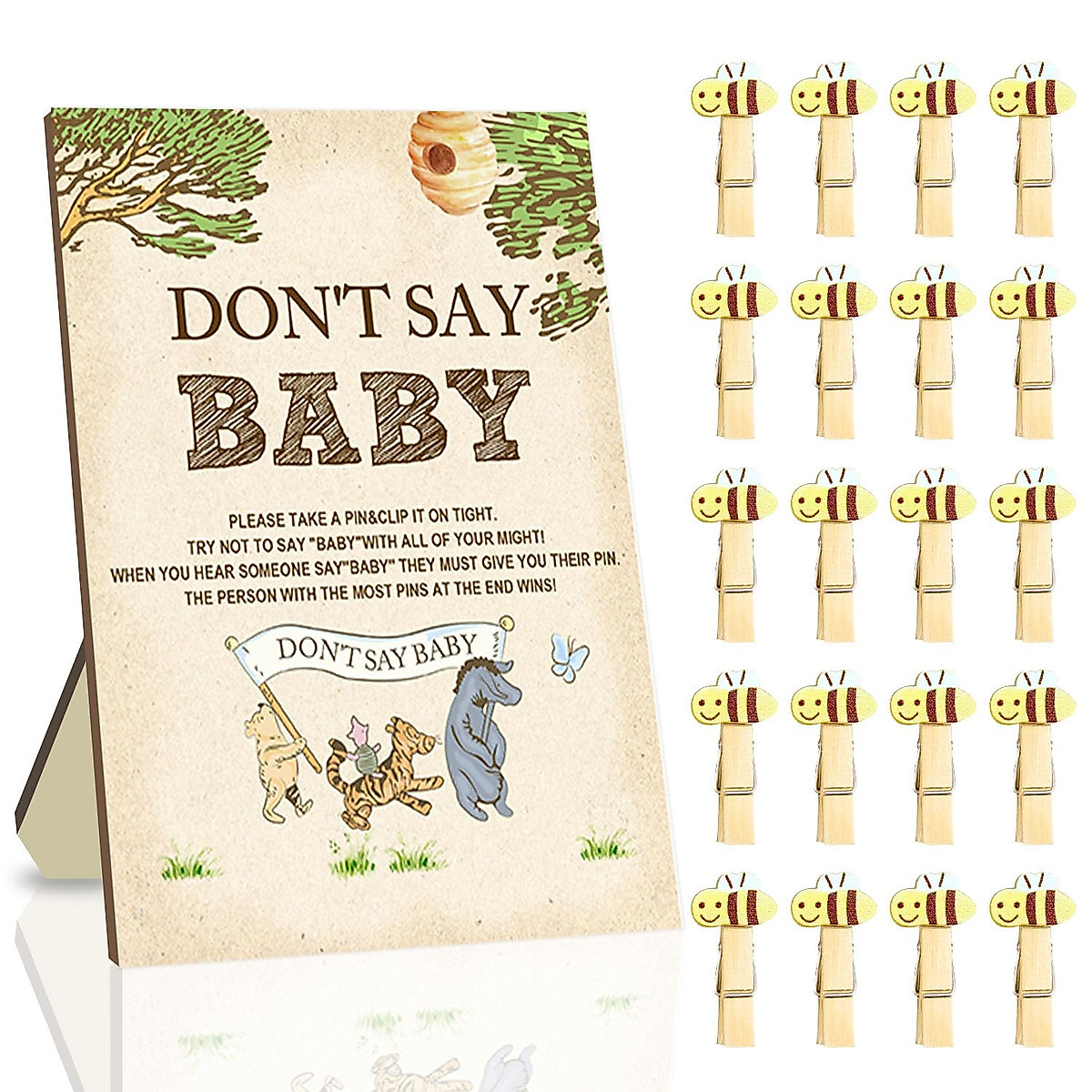 Winnie Baby Shower Decorations-Baby Shower Games-Baby Shwoer Party Decor-Baby Shower Table Sign Centerpieces-Dont Say Baby Shower Games Pooh Birthday Supplies Party Decorations