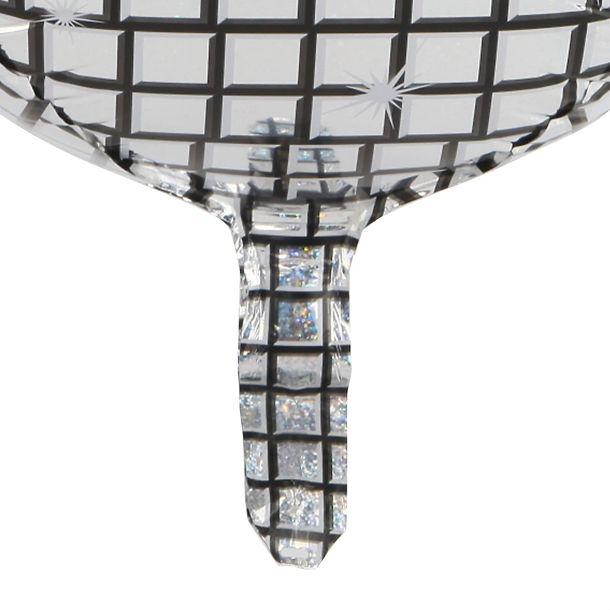 C CRYSTAL LEMON Disco Ball Balloons – 22-Inch Disco Ball Balloon Set for Weddings, Parties, Bridal Showers, Events – Aluminum Foil Disco Balloons in 4D – Round Metallic Silver 70s Balloons – 6pcs