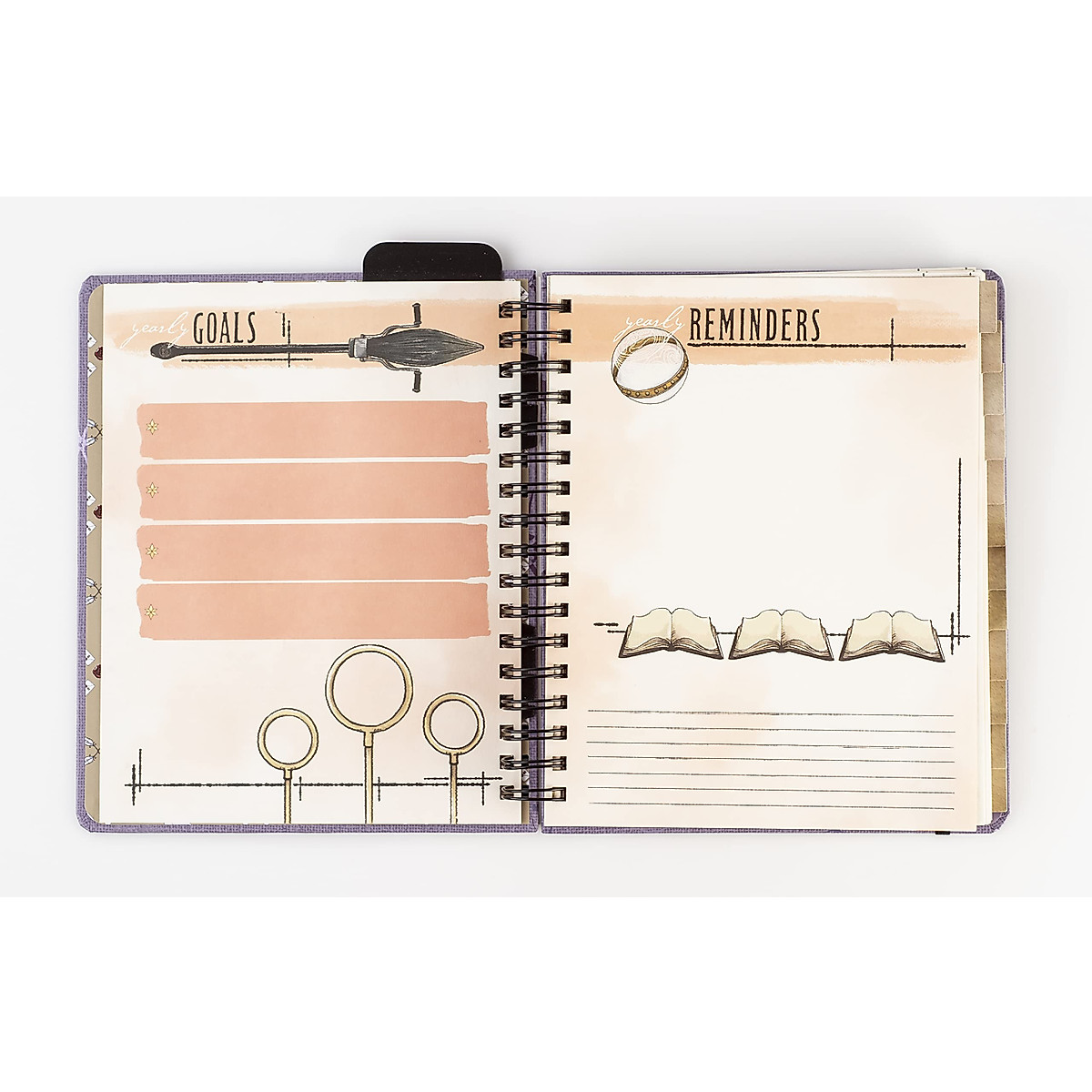 Conquest Journals Harry Potter Time is of The Essence Undated Spiral Planner, Vertical Format, Wrapped Book Board Cover, Spiral Bound, 5 Sticker Sheets, Elastic Closure Strap, Bookmark, 7.75"x9.25"