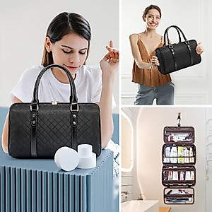 Toiletry travel Bag, Travel Bag with Hanging Hook for women, Makeup Cosmetic Bag, Travel Organizer for Accessories, Full Sized Container, Cosmetic Case for Toiletries Accessories