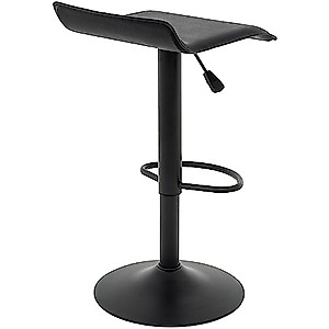Vogue Furniture Direct Adjustable Bar Stools Set of 2, Modern Swivel PU Leather Airlift Barstools, Backless Kitchen Counter Height Bar Chair for Dining Room (Black, Black Base)