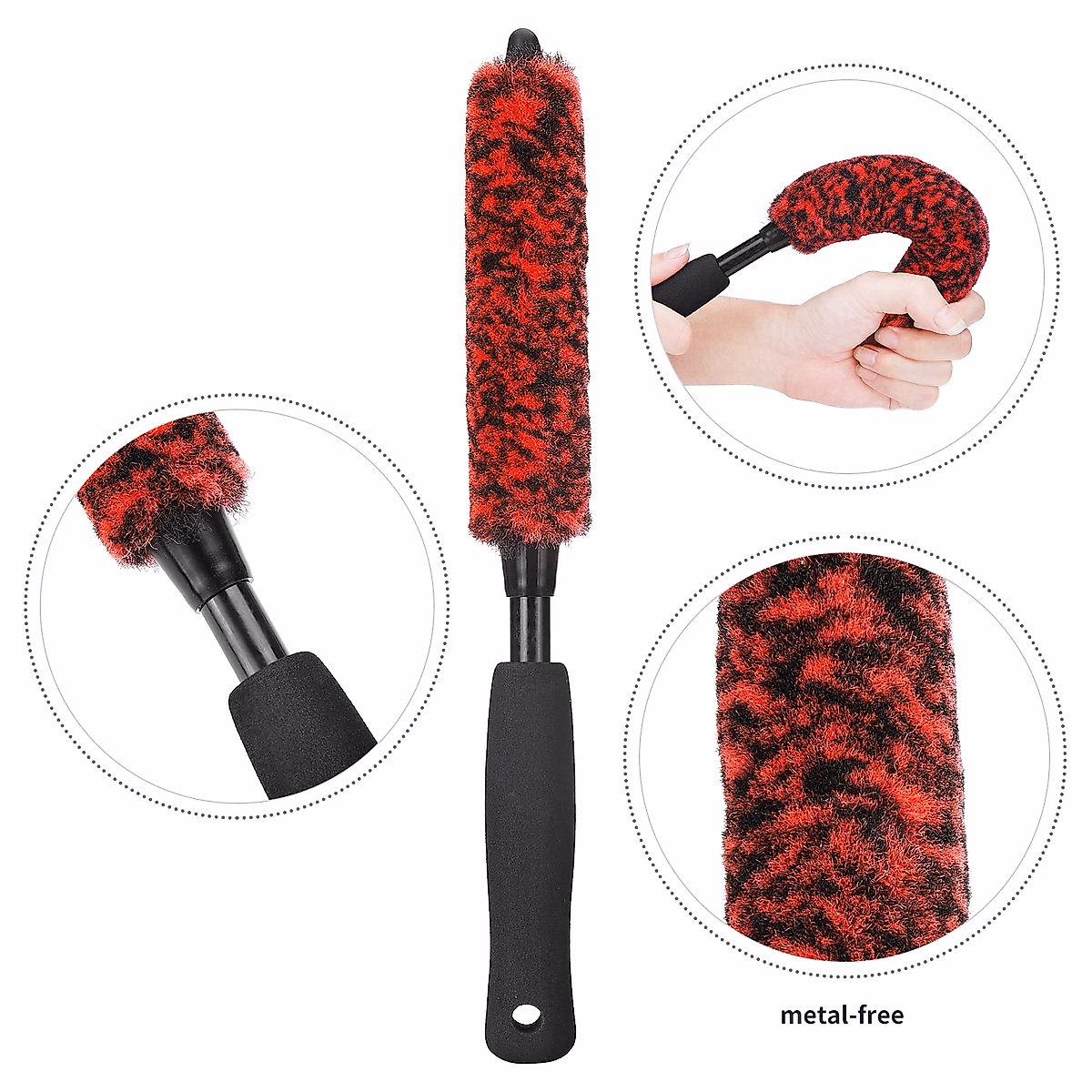 XCGaidt Car Wool Wheel Brushes for Cleaning Wheels Set (3 Pack), Metal-Free Tire Brushes Kit, Soft Wheel Brushes for Cleaning Tires and Rims